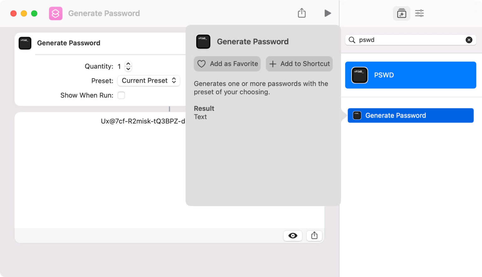 PSWD for macOS gains Shortcuts app support - Kerem Erkan